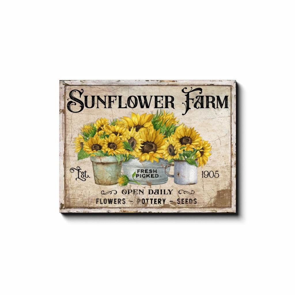 Sunflower Farm Sign Sunflower Decor Fall Wall Art Vintage - Etsy