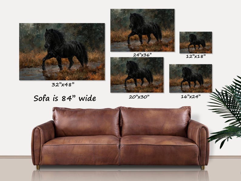 Friesian Horse Canvas Print: Rustic Equestrian Wall Art - Etsy