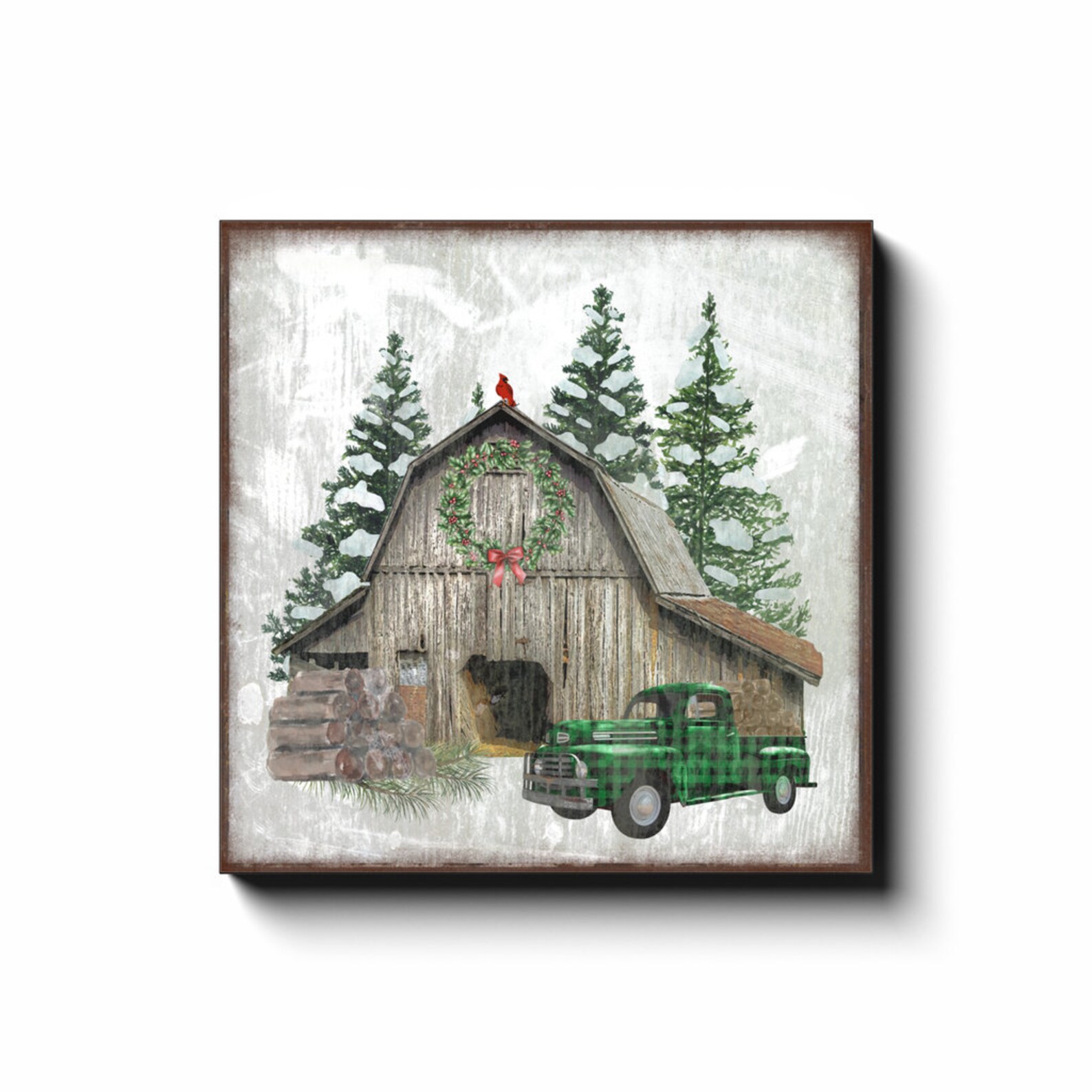 Winter Barn Scene Modern Farmhouse Home Decor Vintage - Etsy