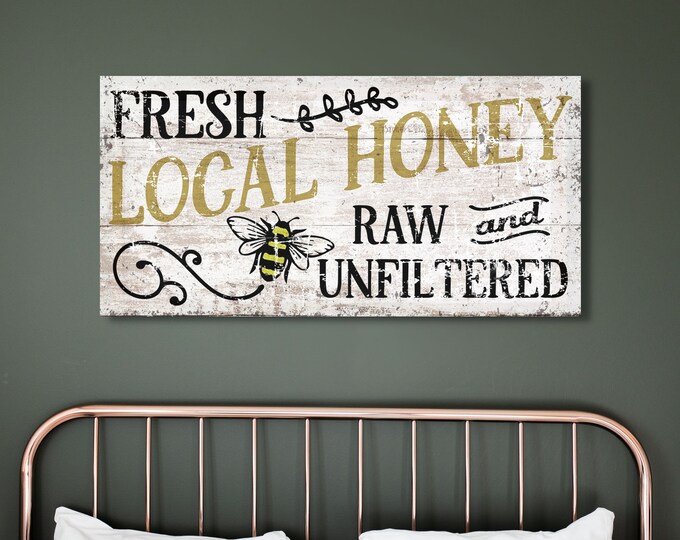 Modern Farmhouse Wall Decor Rustic Chic Farm Fresh Honey Sign Bee Art ...