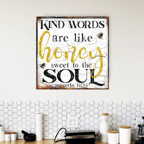 Bee Decor Bee Sign Kind Words Are Like Honey Farmhouse - Etsy