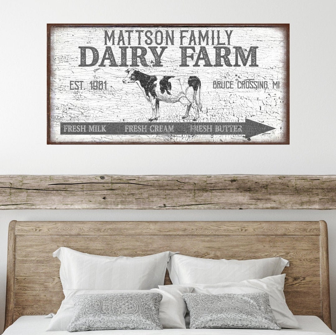 Personalized Dairy Farm Sign, Modern Farmhouse Decor, Dairy Cow Decor ...