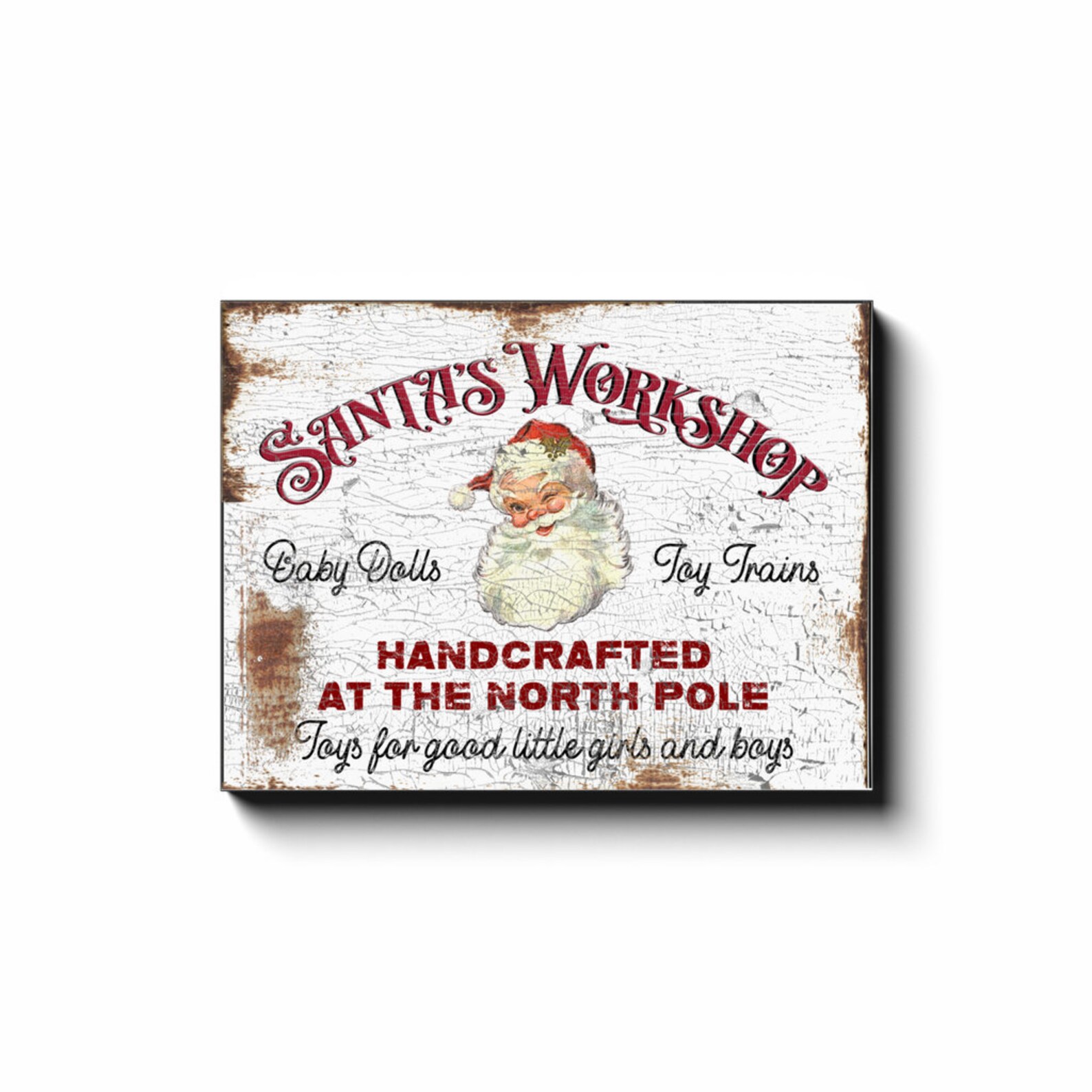 Santa's Workshop Sign, Vintage Holiday Decor, Vintage Christmas Sign ...
