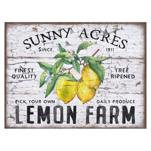Farmhouse Lemon Decor, Lemon Farm Sign, Vintage Spring Decor, Large ...