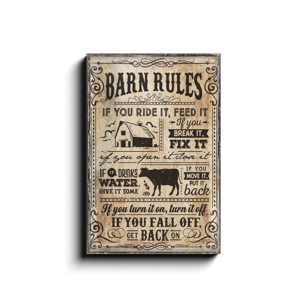 Barn Rules Sign Farm Gifts Vintage Inspired Barn Sign | Etsy