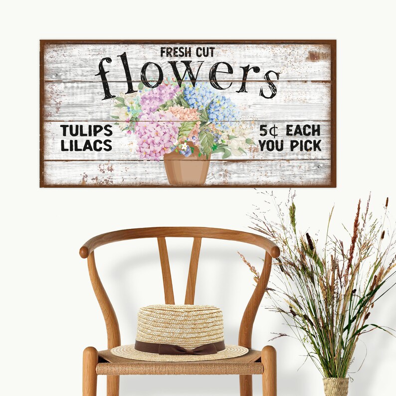 Fresh Cut Flowers Sign Modern Farmhouse Decor Large Canvas - Etsy