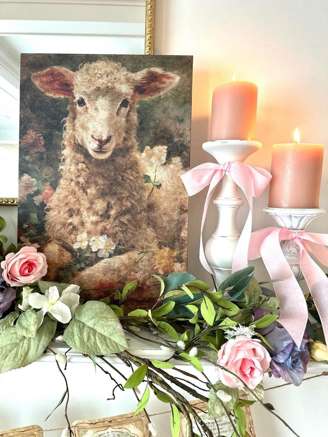 Vintage Spring Prints, Spring Lamb, Vintage Canvas Art, Large Canvas ...