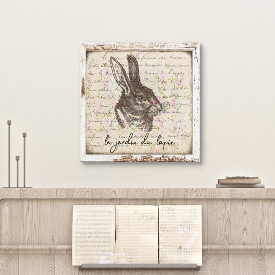 The Rabbits Garden Sign, Le Jardin Du Lapin, French Country Wall Decor ...