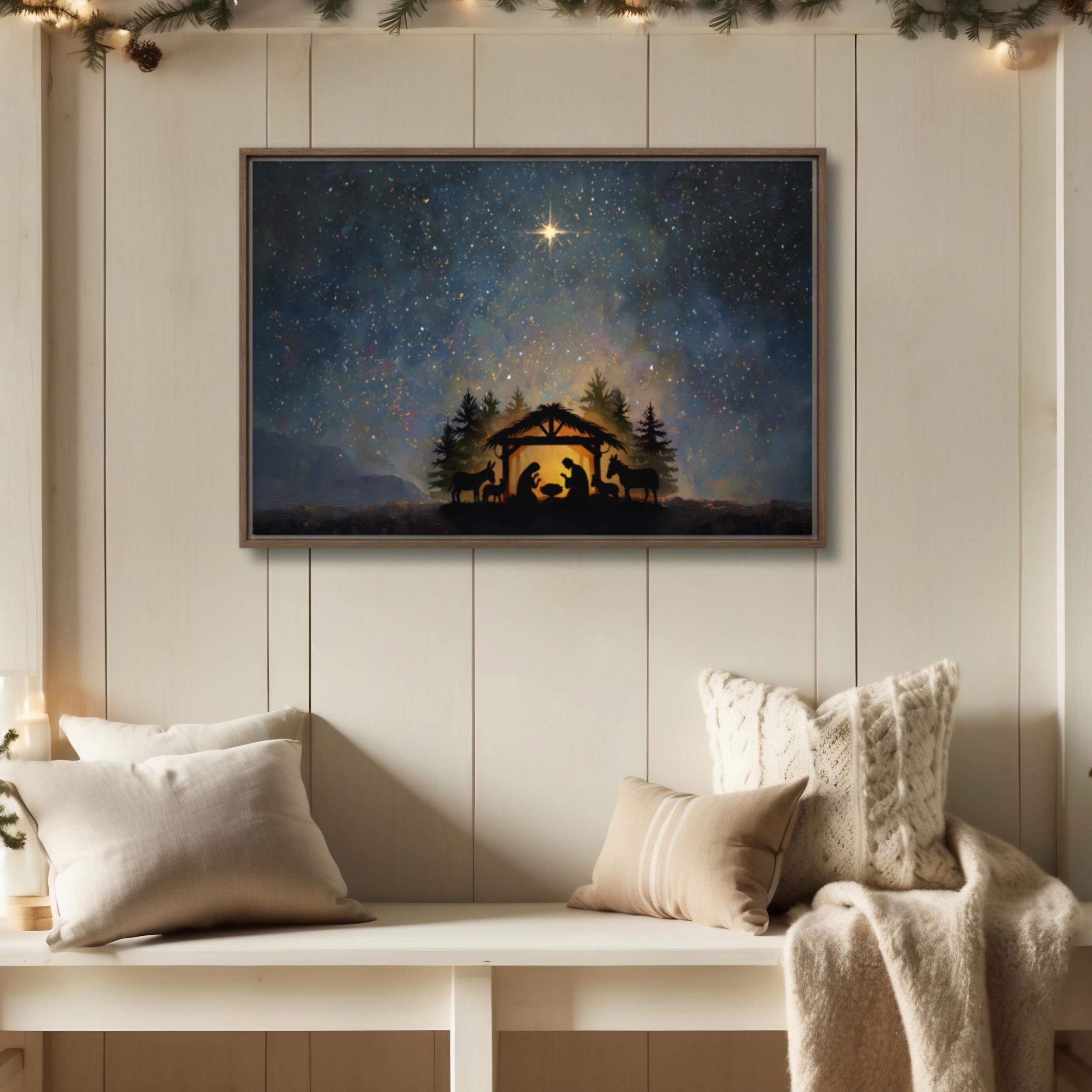 Emmanuel Wood Framed Canvas Art, Christian Christmas Decor - Etsy