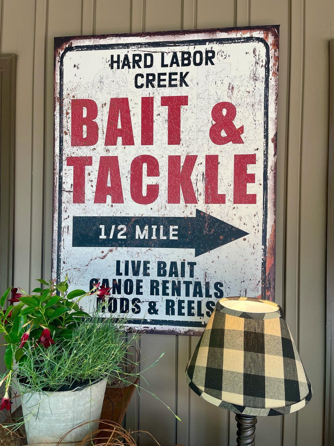 Personalized Bait & Tackle Faux Metal Sign, Fisherman Gift, Large ...