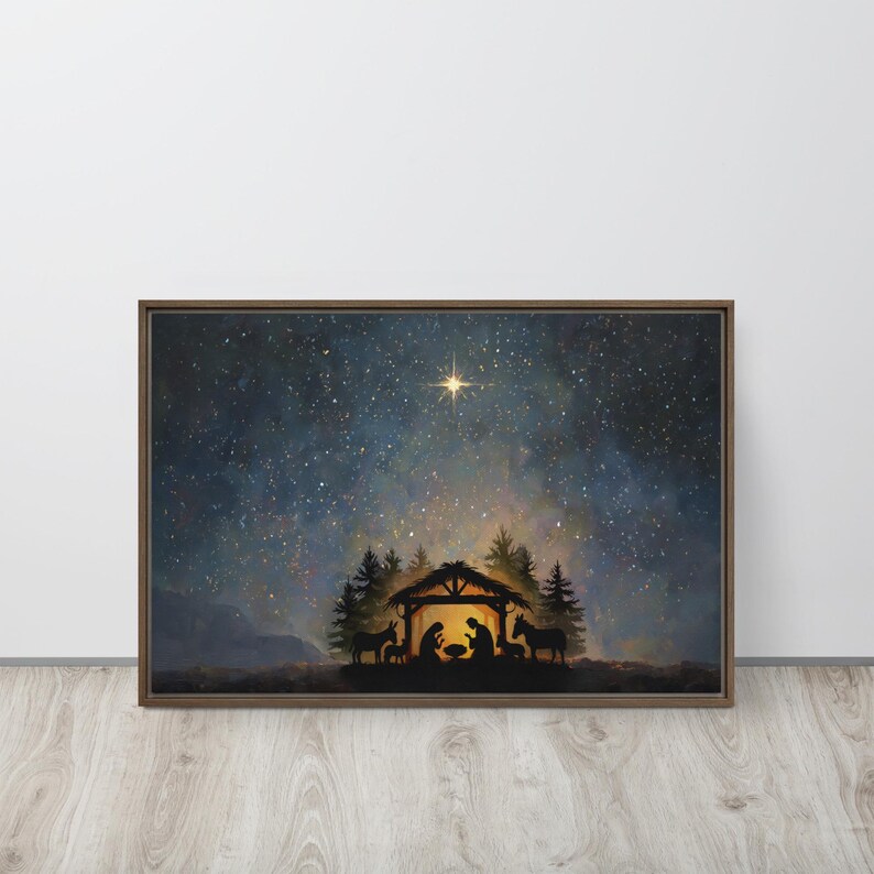 Emmanuel Wood Framed Canvas Art, Christian Christmas Decor - Etsy