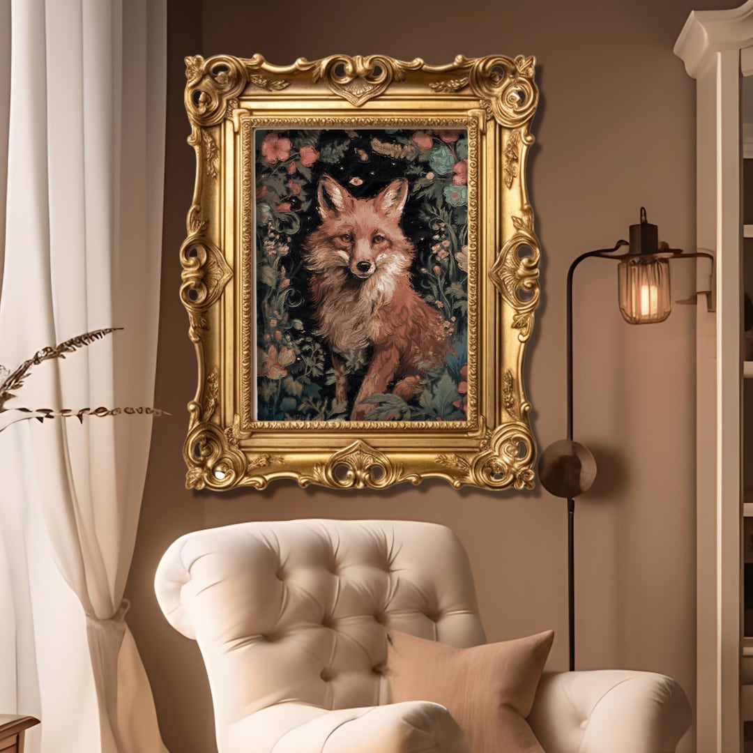 Vintage Fox Canvas, William Morris Decor, Unique Gift for Mom, Rolled ...