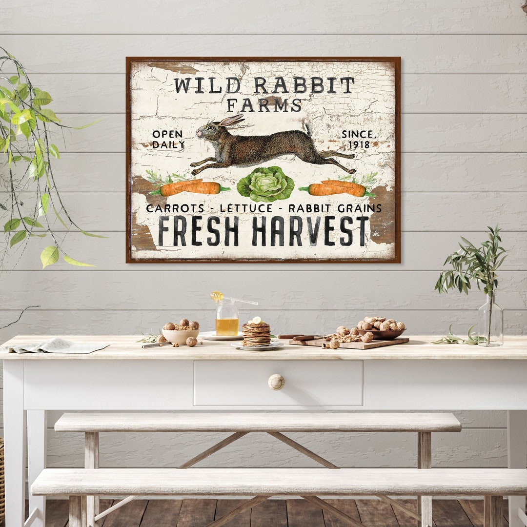 Wild Rabbit Farms, Easter Sign, Vintage Easter Decor, Large Canvas Wall ...