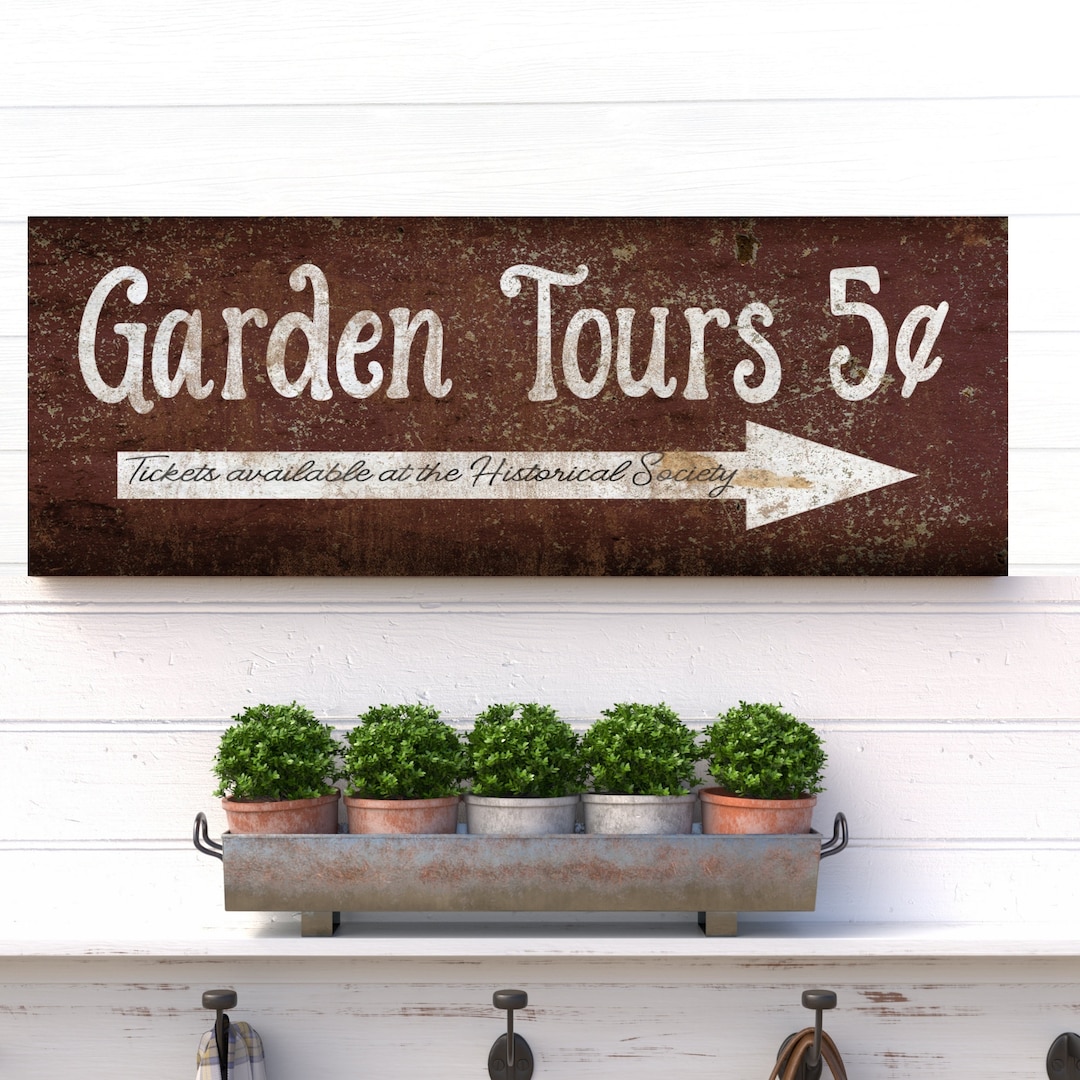 Garden Tours Sign Vintage Garden Sign Large Canvas Signs - Etsy