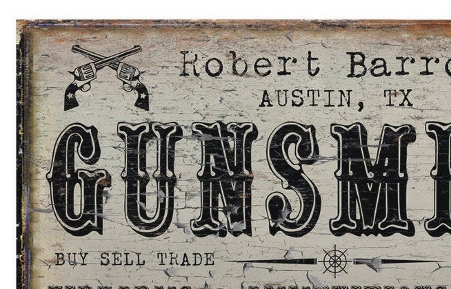 Gunsmith Personalized Sign Modern Farmhouse Decor Large | Etsy