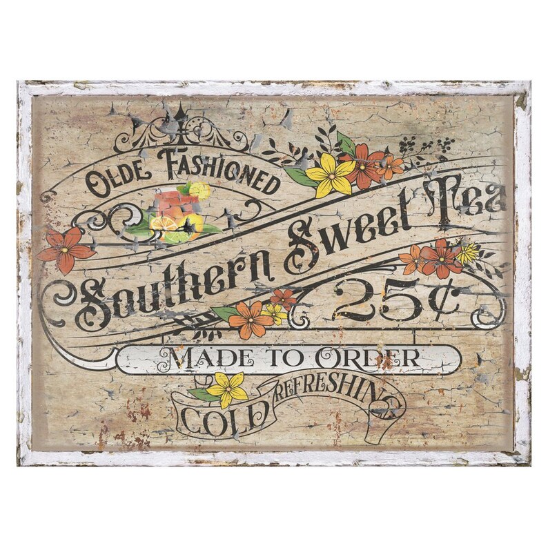 Southern Sweet Tea Sign Farmhouse Decor Vintage Fall Decor | Etsy