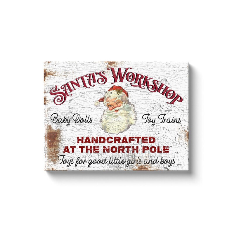 Santa's Workshop Sign Vintage Holiday Decor Vintage | Etsy