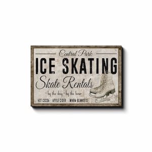 Central Park Ice Skating, Skate Rentals Sign, Retro Winter Decor, Large ...