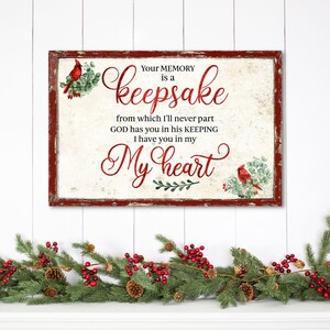 Your Memory is A Keepsake, Christmas Canvas Sign, Memorial Wall Art, Christmas Memorial ...