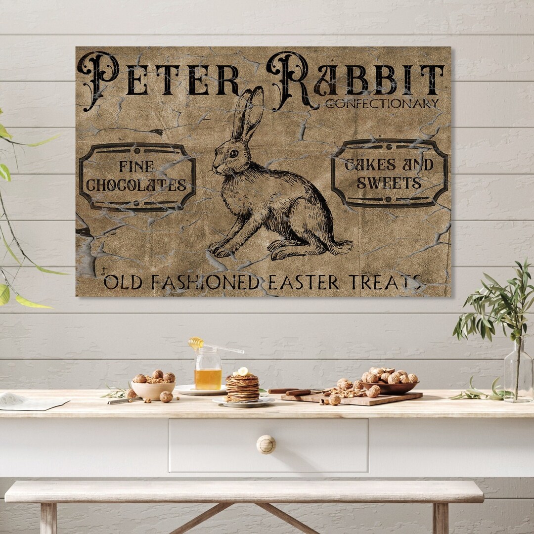 Peter Rabbit Confectionary Canvas Wall Art, Vintage Signs, Vintage ...