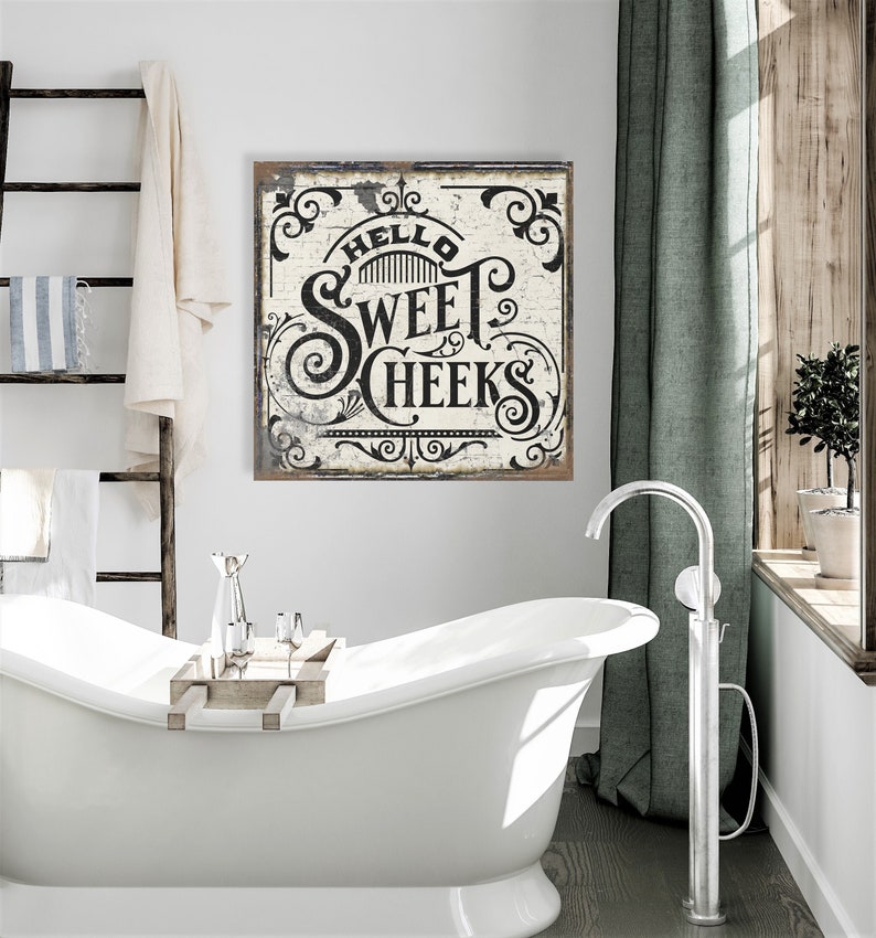 Hello Sweet Cheeks Bathroom Sign, Modern Farmhouse Wall Decor, Bathroom ...