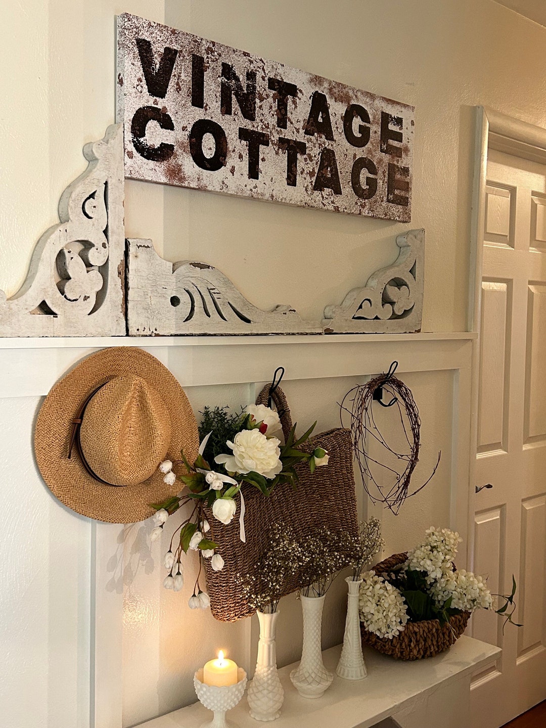Vintage Cottage Sign, Rusty Cottage Sign, Large Canvas Wall Art ...