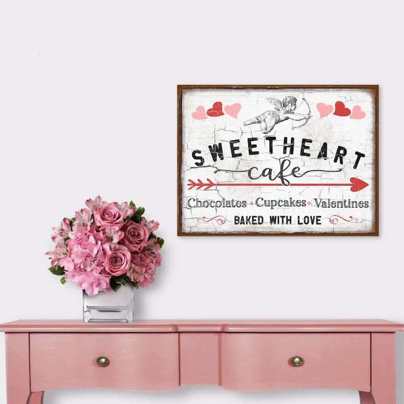 Sweetheart Cafe Valentines Sign Vintage Valentines Decor - Etsy
