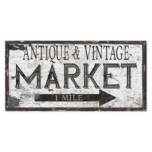 Antique and Vintage Market Sign, Modern Farmhouse Decor, Large Canvas ...
