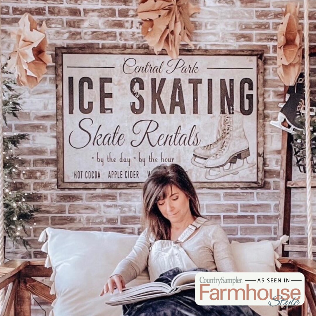 Central Park Ice Skating, Skate Rentals Sign, Retro Winter Decor, Large ...