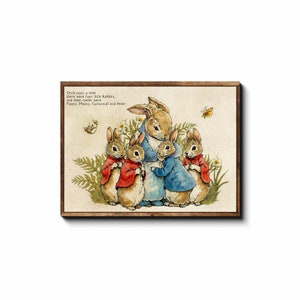 Classic Peter Rabbit Art, Flopsy, Mopsy, Cottontail and Peter, Large ...