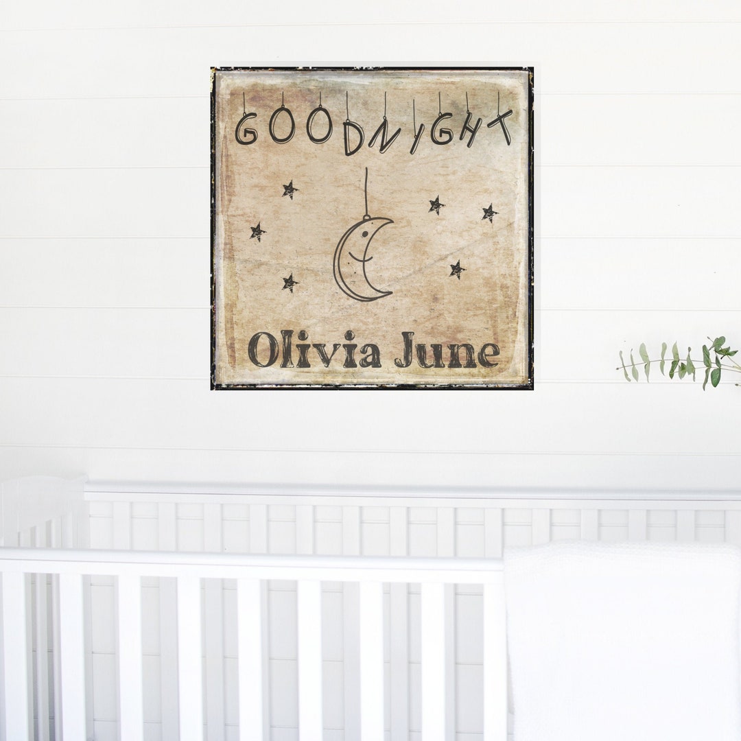 Goodnight Moon Personalized Sign Modern Farmhouse Wall Decor - Etsy