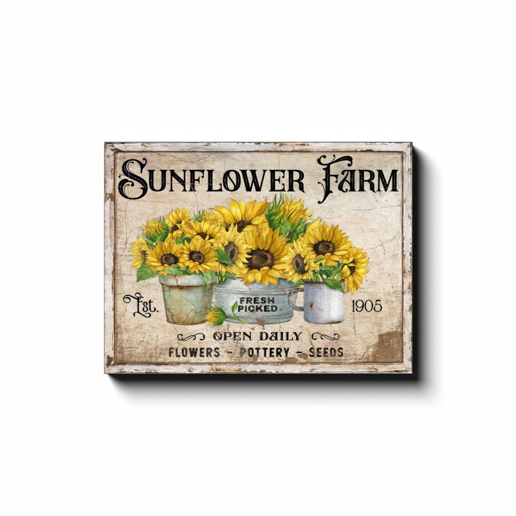 Sunflower Farm Sign Sunflower Decor Fall Wall Art Vintage - Etsy