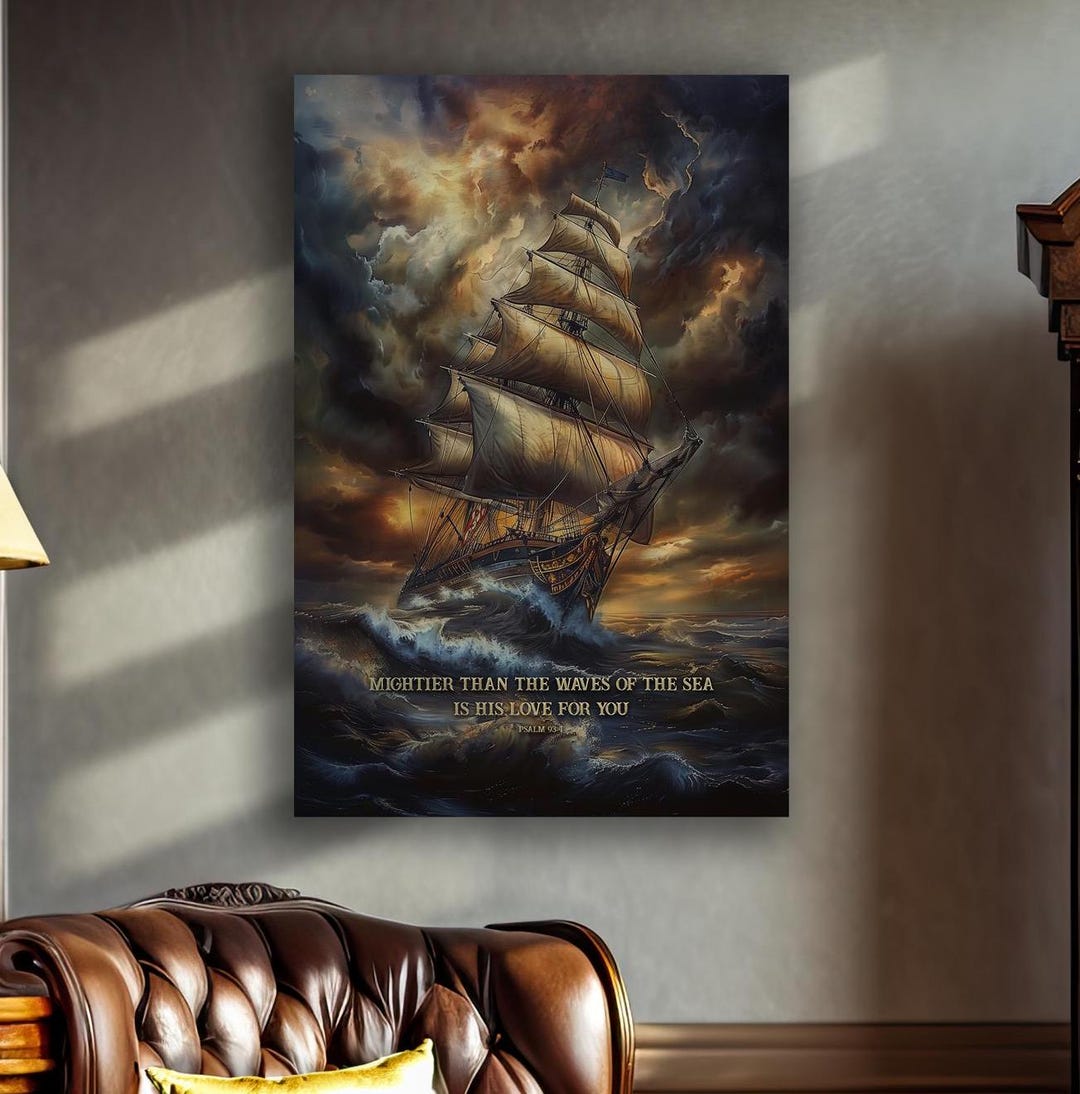 Mightier Than the Waves of the Sea, Christian Gifts for Men, Large ...