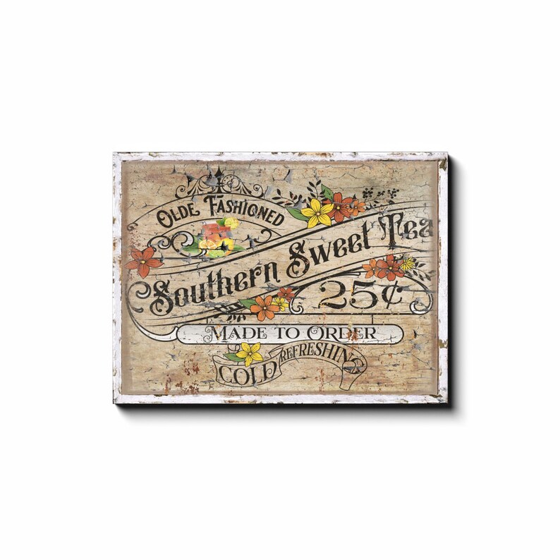 Southern Sweet Tea Sign Farmhouse Decor Vintage Fall Decor | Etsy