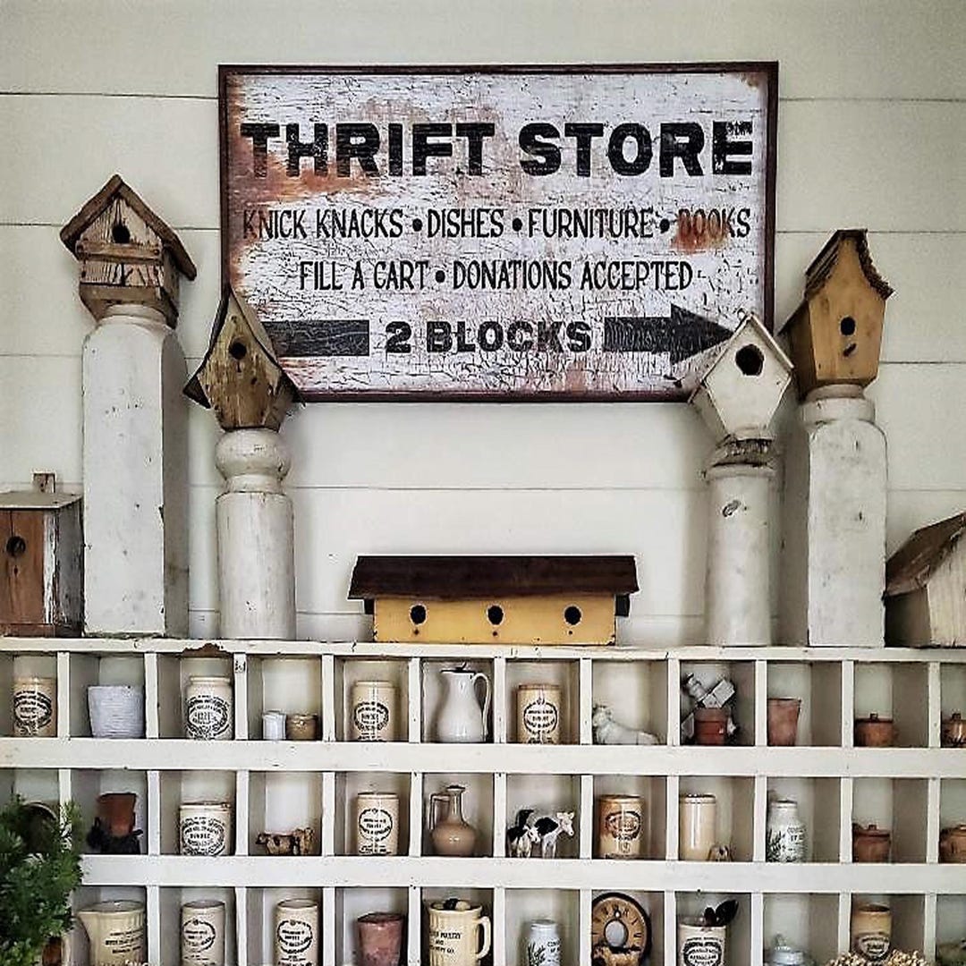 Thrift Store Sign, Modern Farmhouse Decor, Large Canvas Wall Art ...