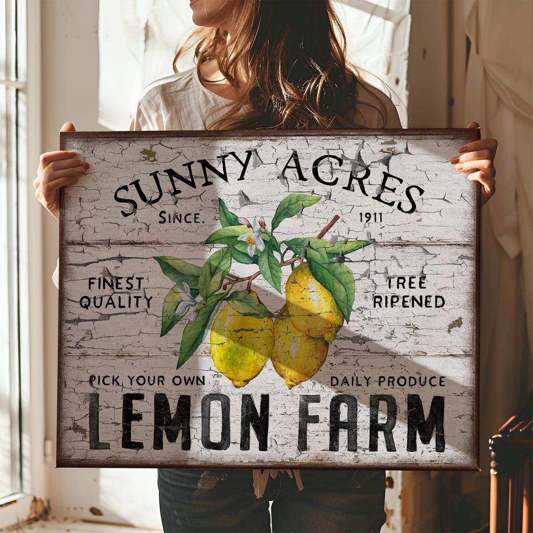 Farmhouse Lemon Decor, Lemon Farm Sign, Vintage Spring Decor, Large ...