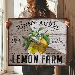 Farmhouse Lemon Decor, Lemon Farm Sign, Vintage Spring Decor, Large ...
