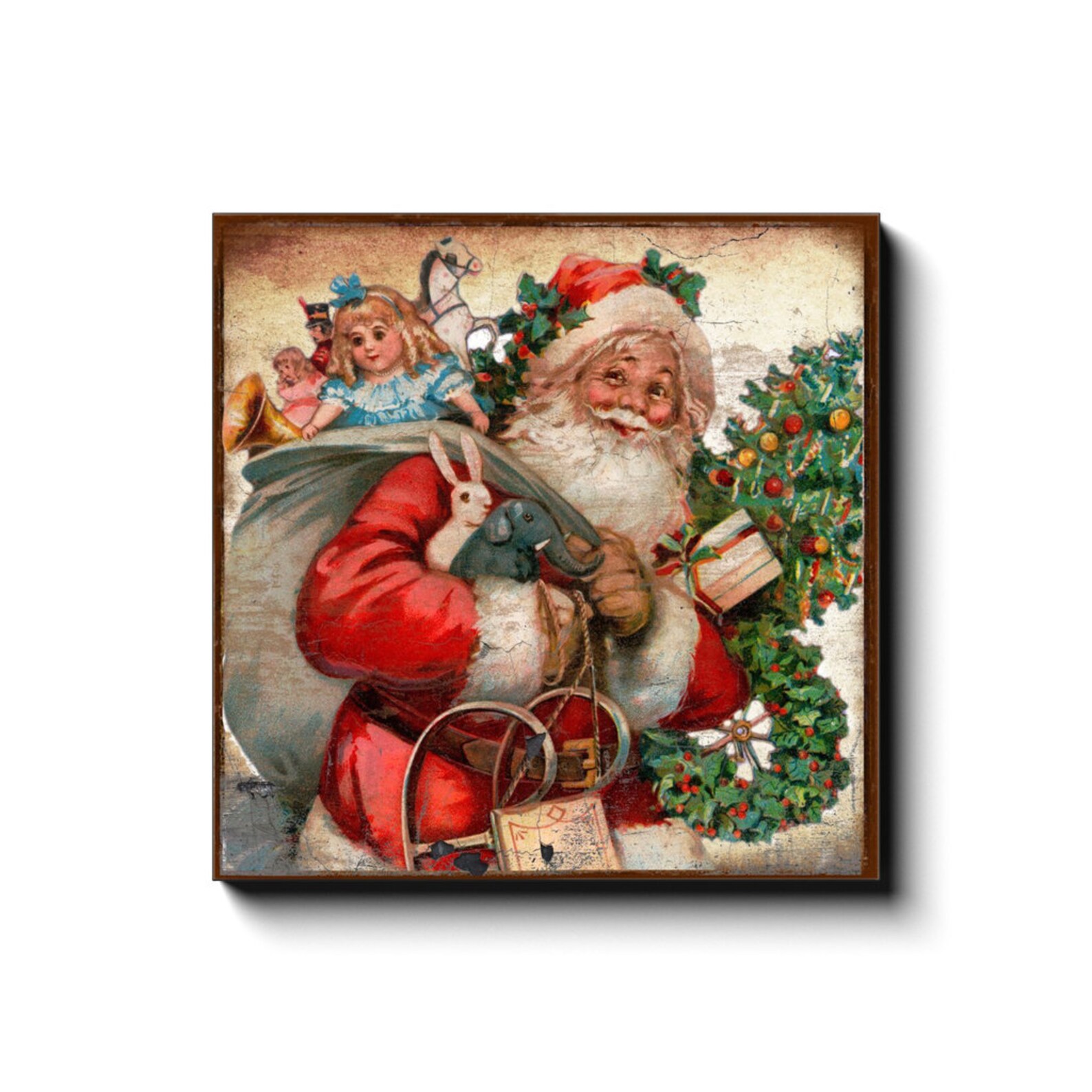 Vintage Santa Sign, Modern Farmhouse Home Decor, Vintage Christmas Sign ...