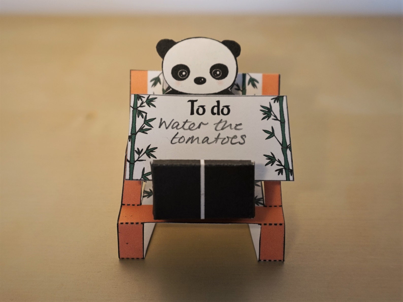Papercraft Panda Desk Buddy With Bamboo Deckchair and Fact / - Etsy
