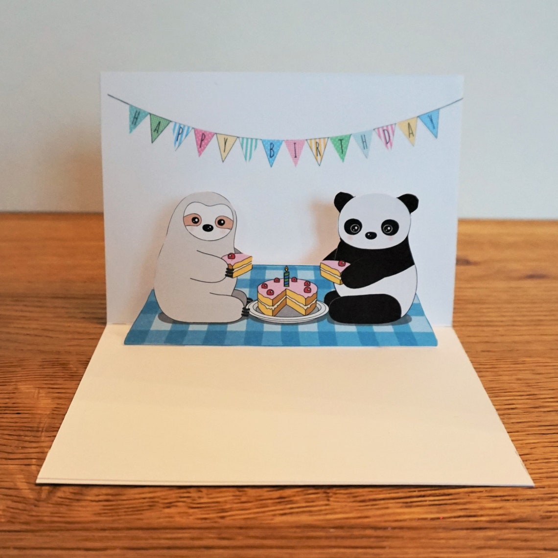 Sloth With Panda Pop-up Birthday Card Personalizable - Etsy UK