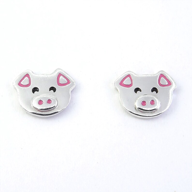 Pig Stud Earrings Handmade From Sterling Silver - Etsy