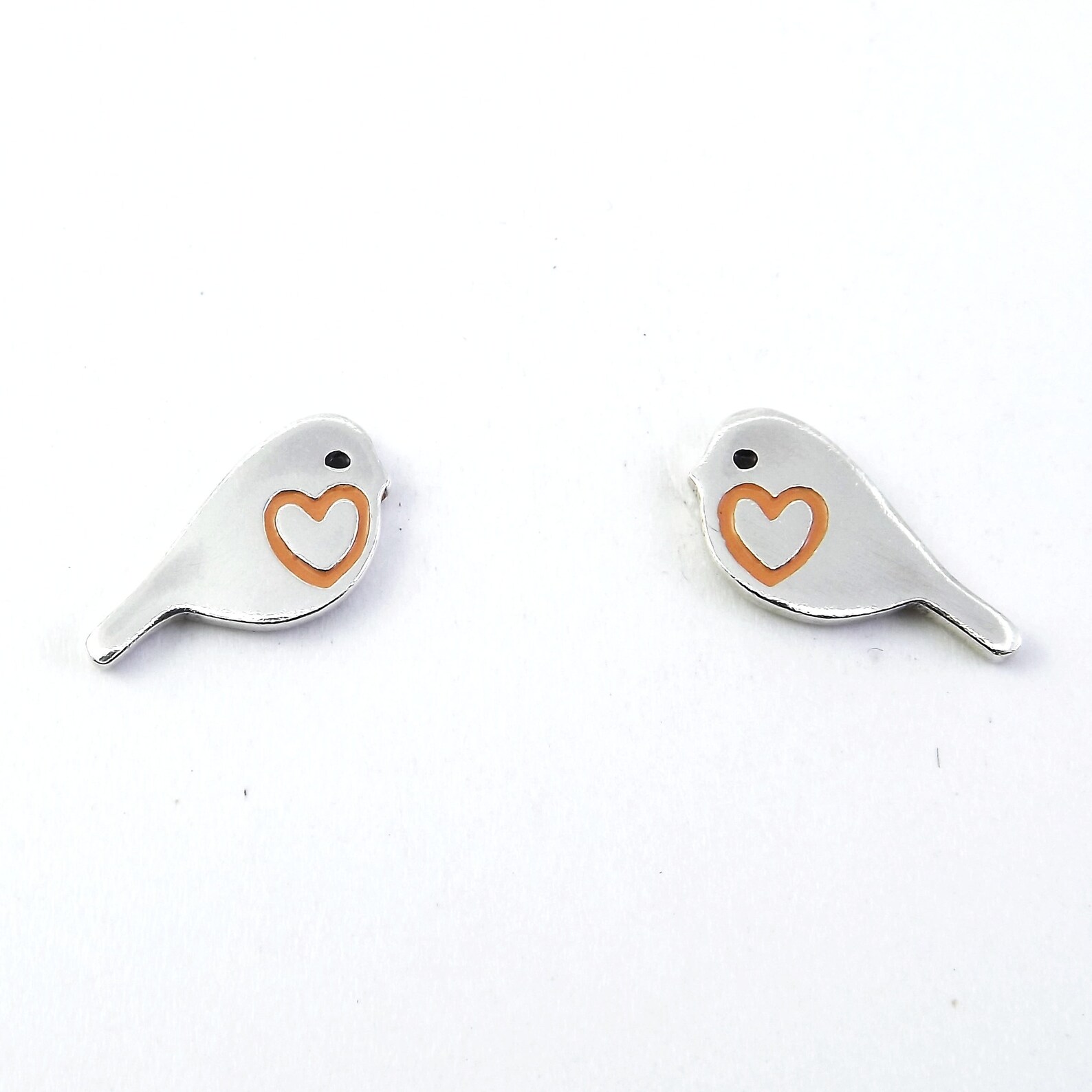Robin Stud Earrings Handmade From Sterling Silver - Etsy UK