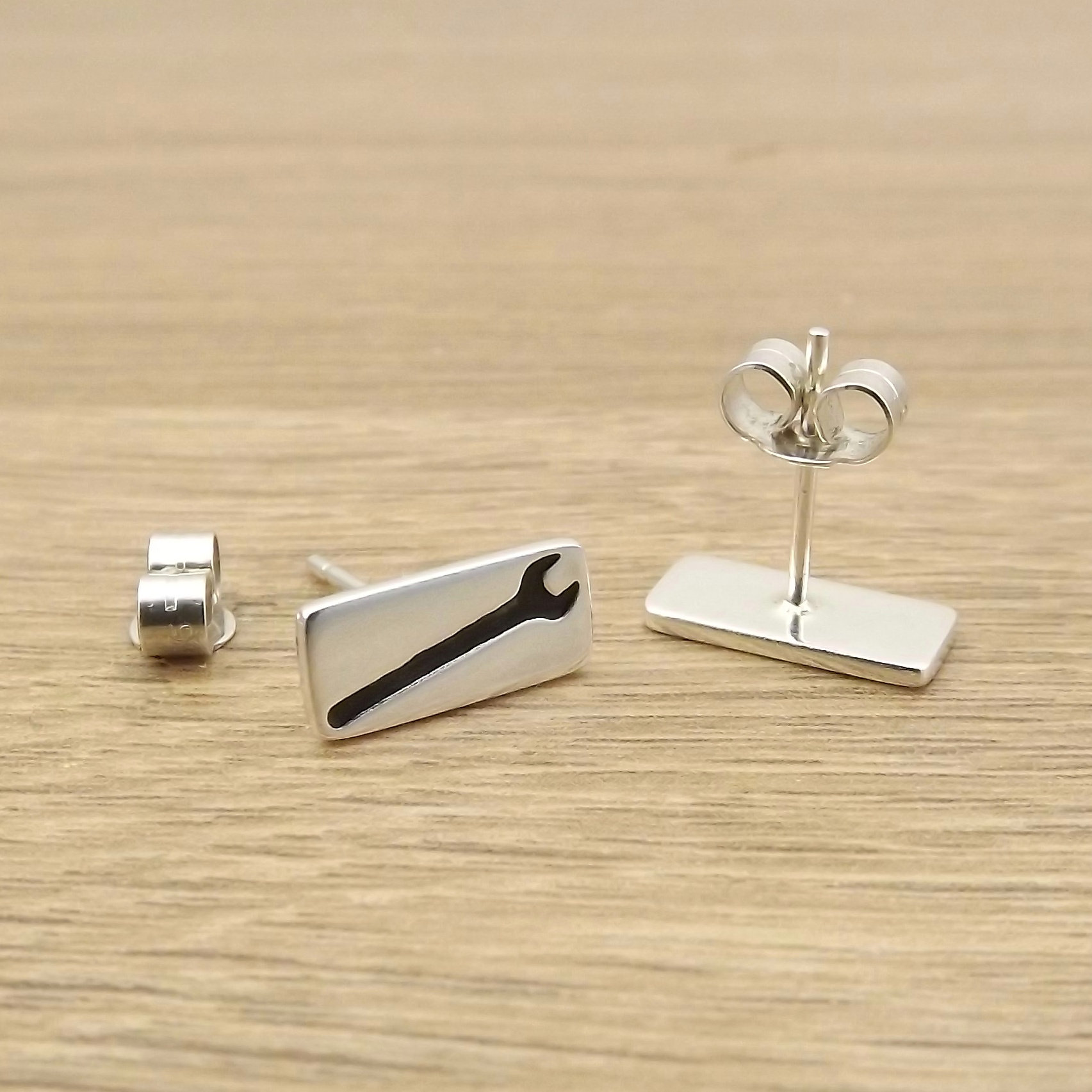Tool Stud Earrings Handmade From Sterling Silver 6 Colours - Etsy UK