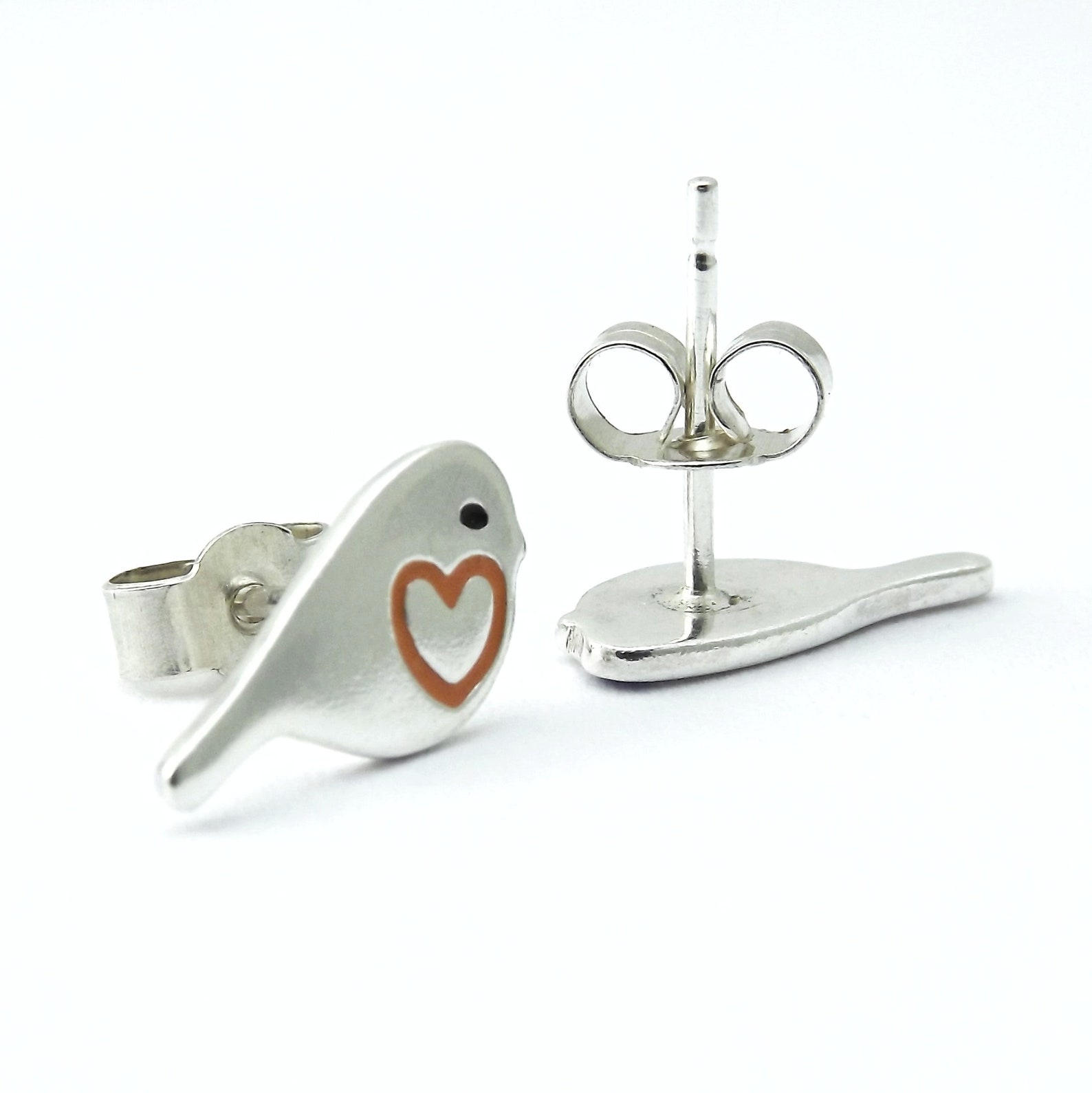 Robin Stud Earrings Handmade From Sterling Silver - Etsy UK