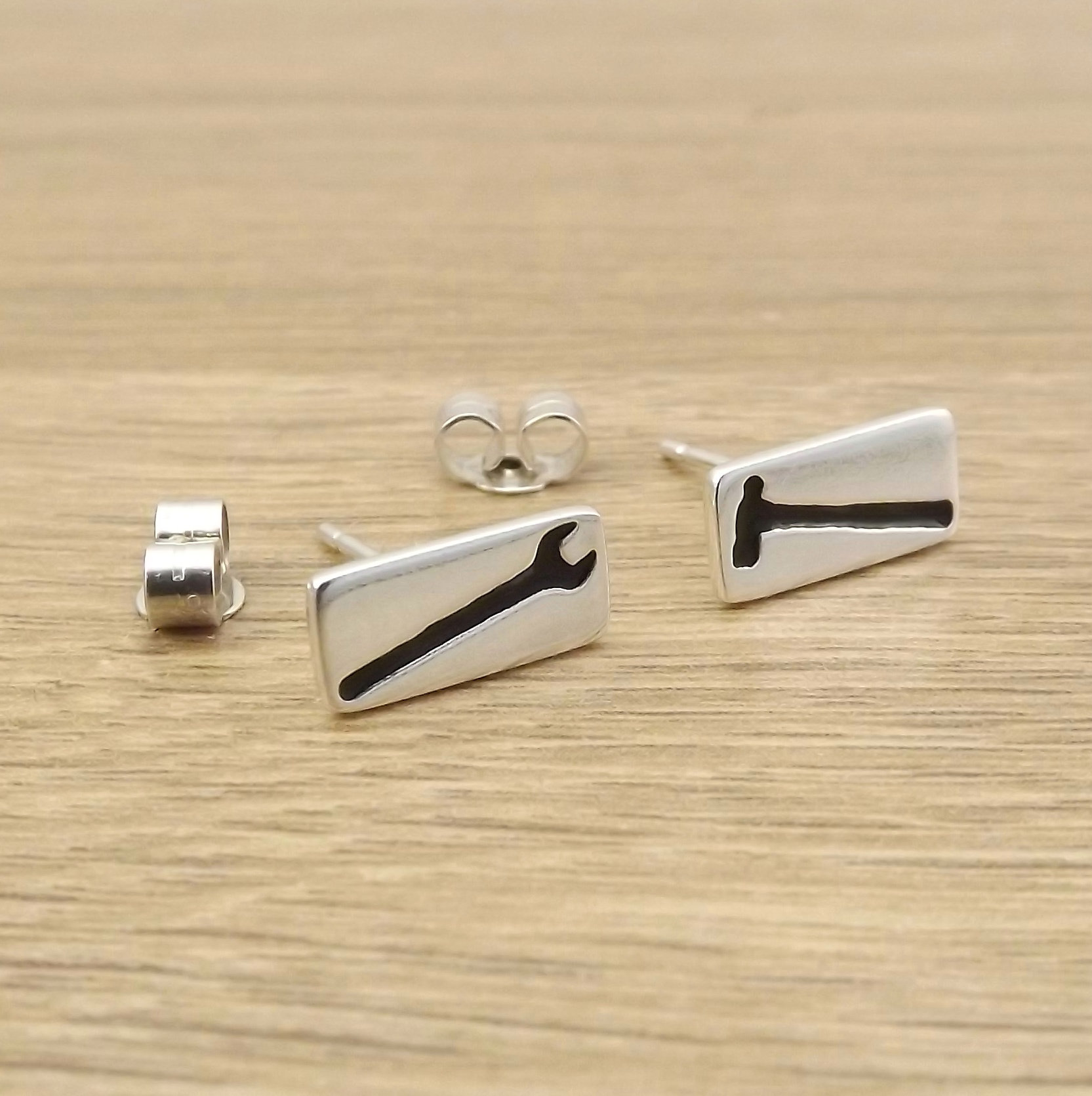 Tool Stud Earrings Handmade From Sterling Silver 6 Colours - Etsy UK