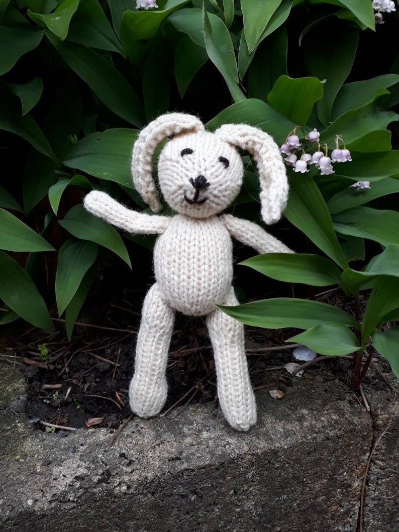 White Rabbit a Hand Knitted Soft Toy Bunny in Natural Cream | Etsy