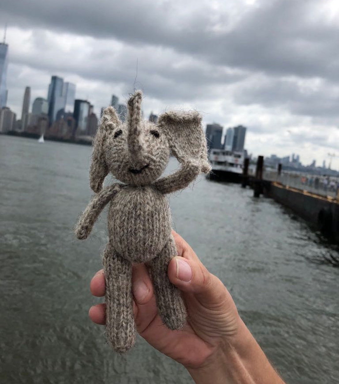 Grey Elephant - a Soft Toy Little Elephant Hand Knitted in 100% ...