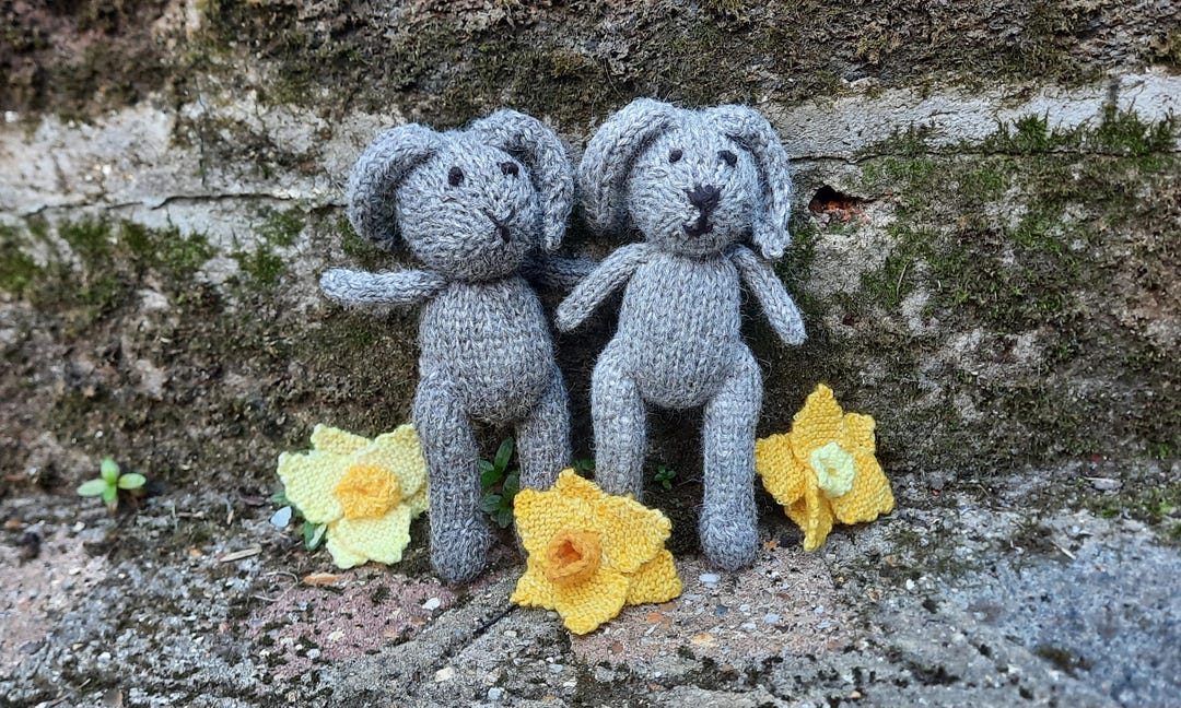 Grey Rabbit - a Hand Knitted Soft Toy Bunny in Natural Coloured 100% ...