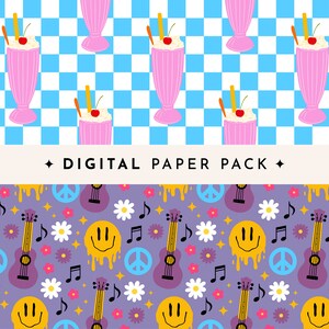 Groovy Retro Patterns. Retro Smiley Face Seamless Pattern Bundle ...