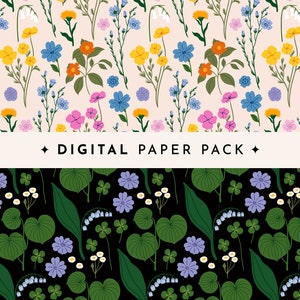 Vintage Flower Market Garden Digital Papers. Retro Floral Scrapbook ...